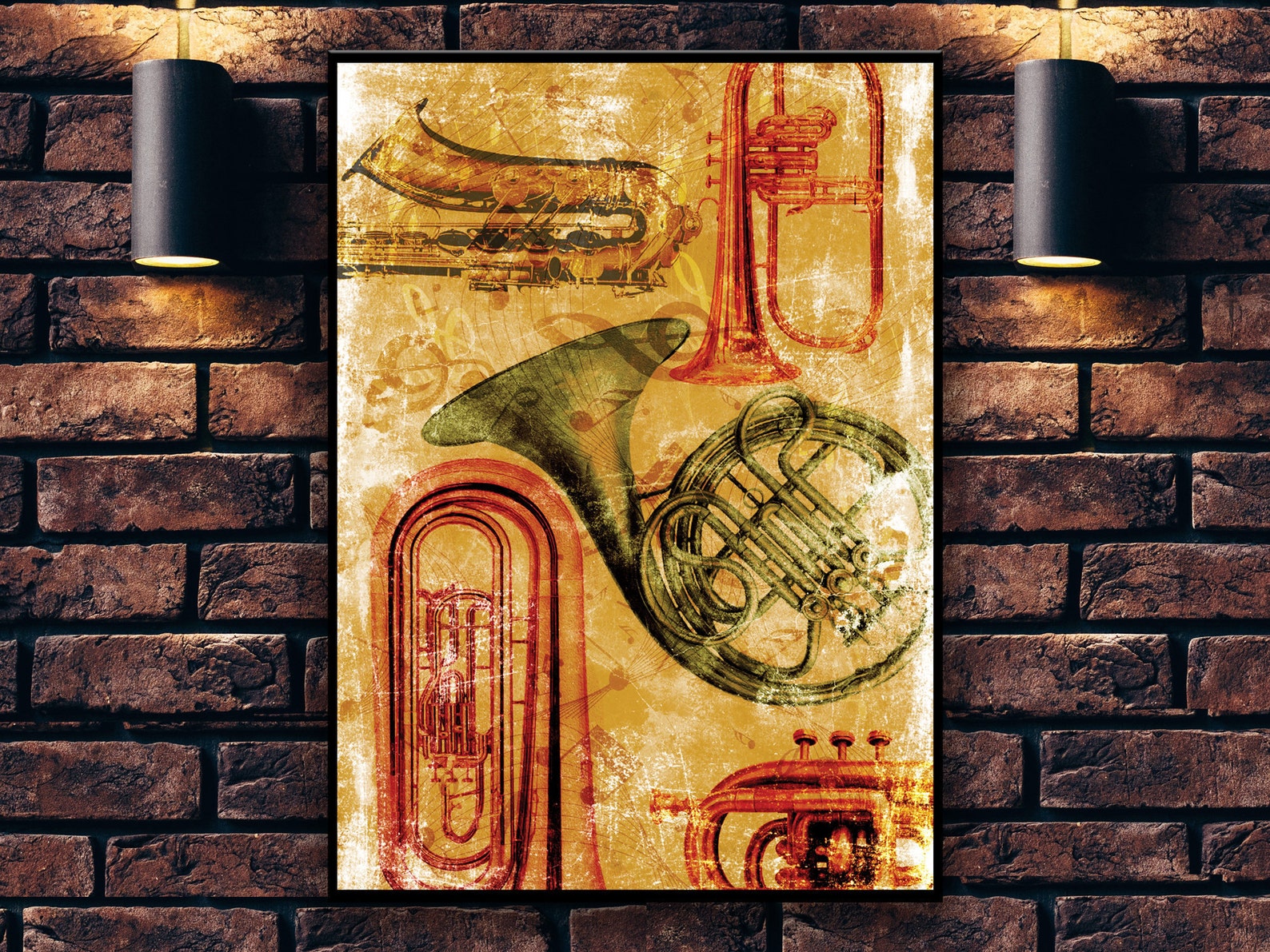 Music Instrument Art. Brass Section Art. Abstract Music Art. Gift for ...