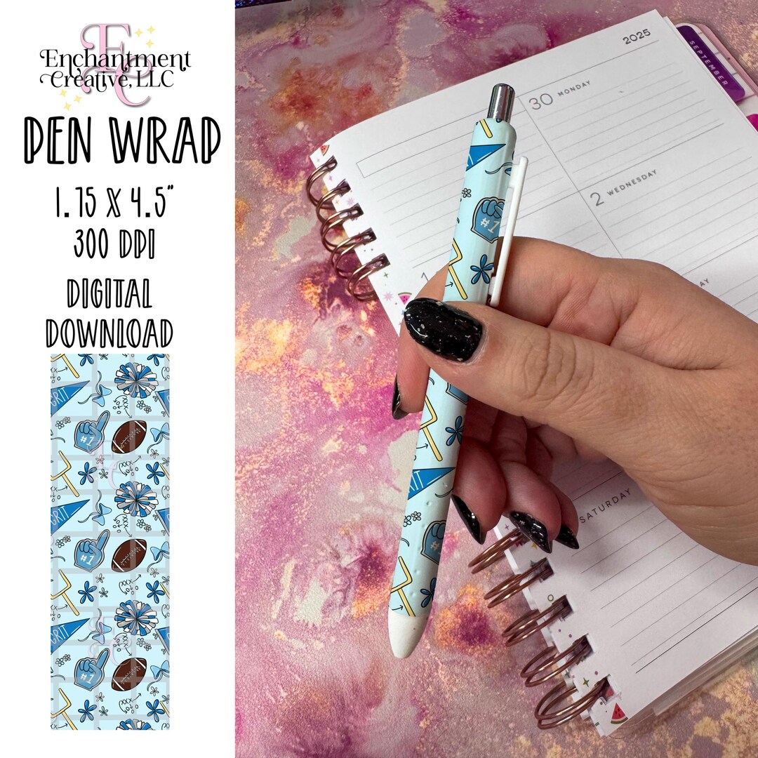 Football Grit Pen Wrap | Digital Download PNG | Pen Wrap for ...