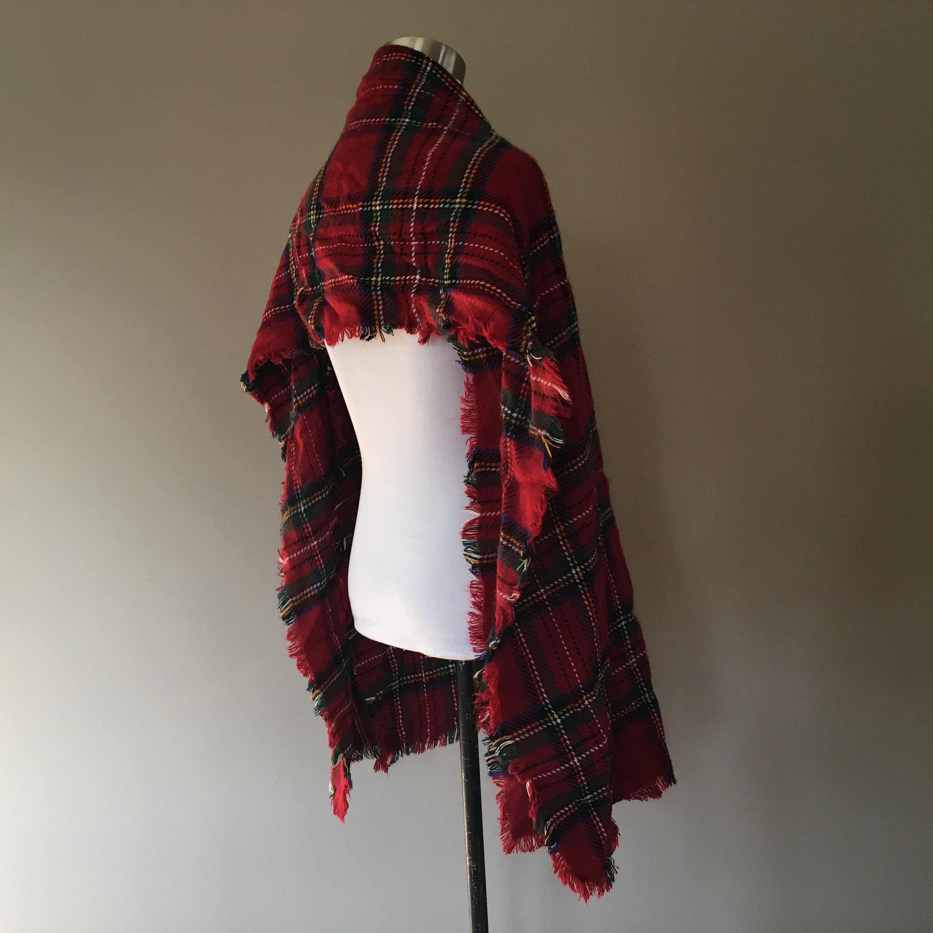 70 X 23 Inches Plaid Scarf Red Acrylic Vintage Accessories - Etsy
