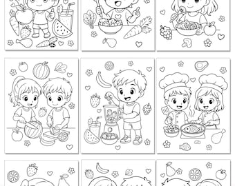 healthy eating colouring pictures
