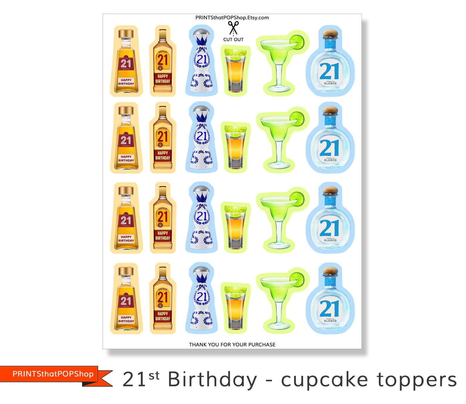 Margaritas and Tequila Toppers,diy Tequila Drink Cupcake Toppers ...