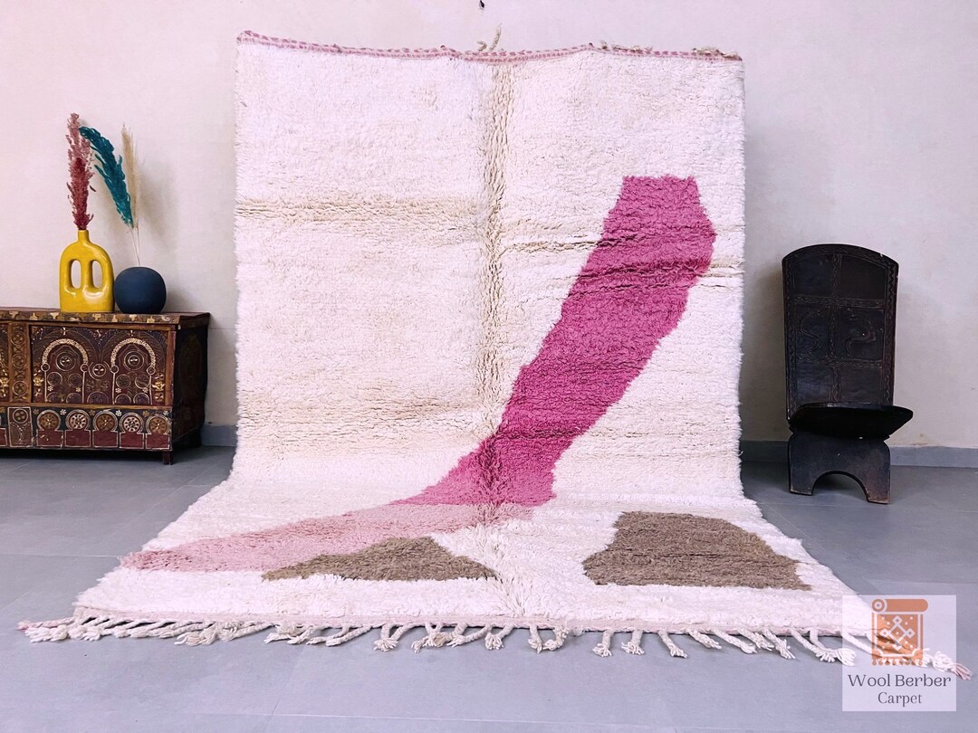 MOROCCAN WOOL RUG, Berber Beniourain Rug 6x9 Ft, Abstract Rug, Large ...