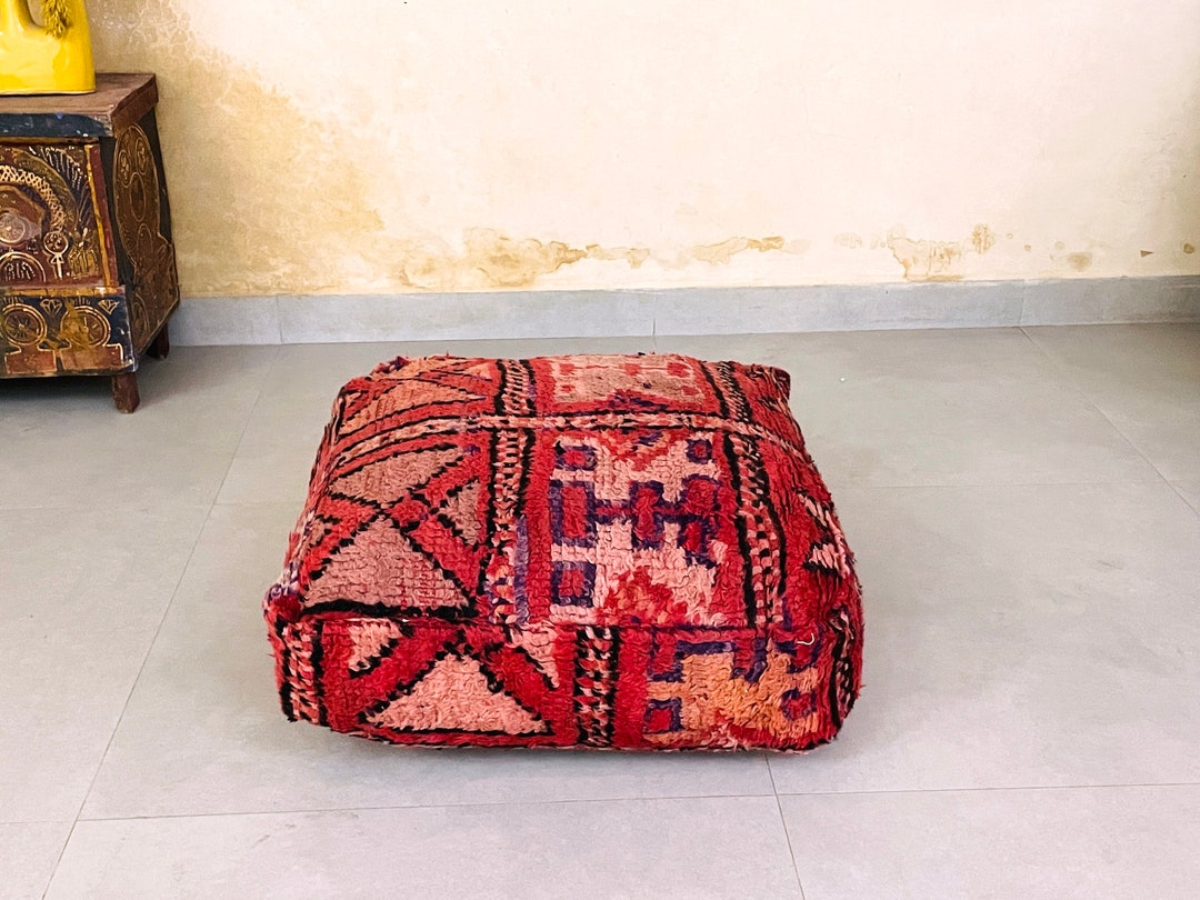 Morocco Kilim Pouf, Outdoor Furniture Pouf, Vintage Moroccan Ottoman ...