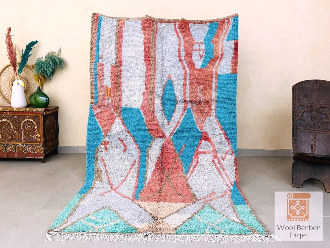 Moroccan Wool Rug - Handmade Berber Carpet - Vintage Boho Area Rug ...