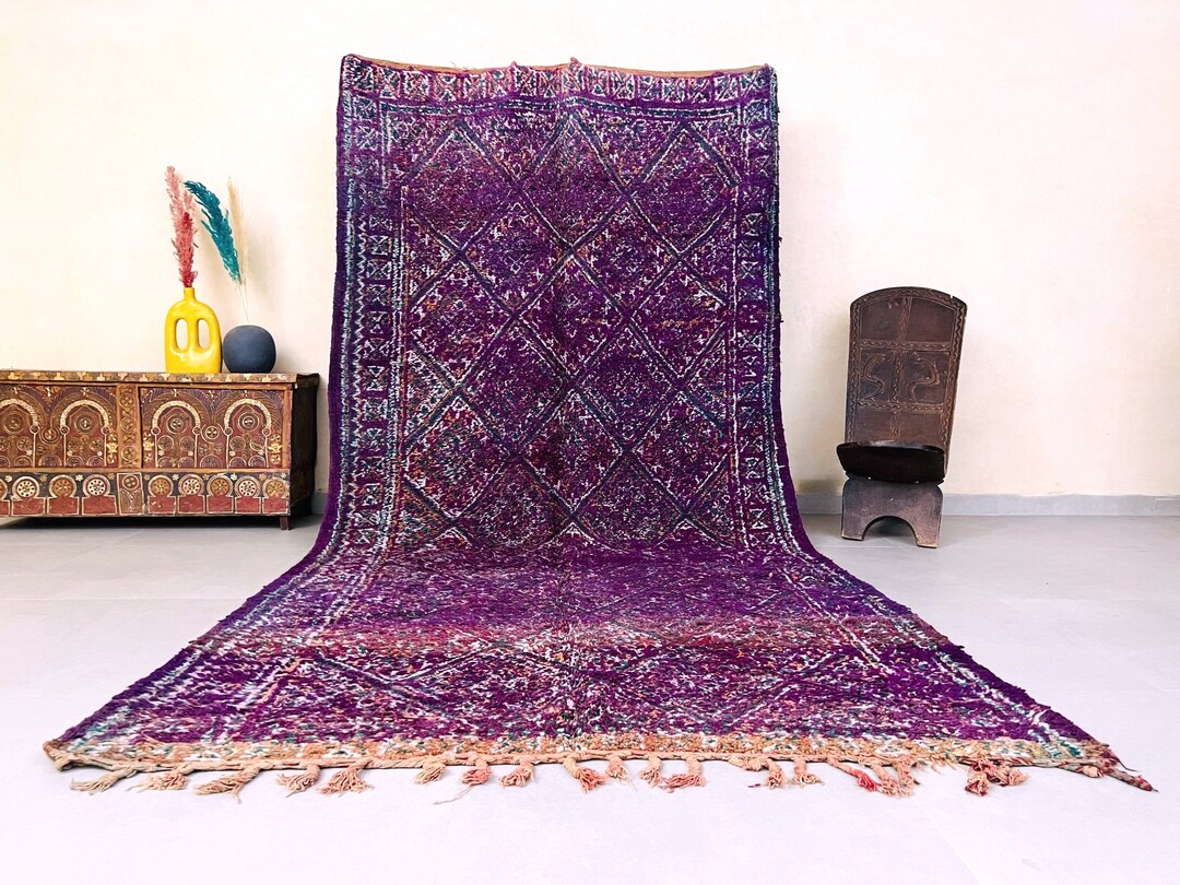 70% Off**vintage Moroccan Boujaad Rug 6x12 Ft, Purple Moroccan Rug ...