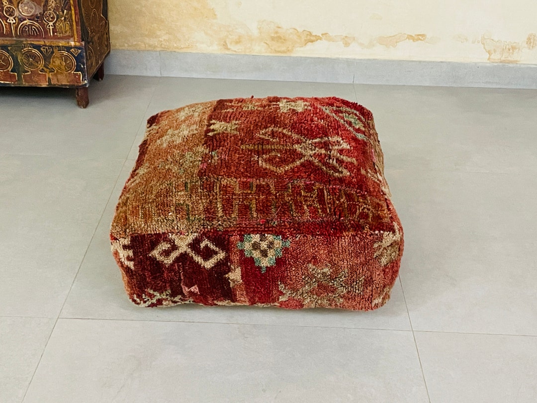 Kilim Pouf, Antique Puffs, Square Pouf, Moroccan Berber Pouf, Chic Pouf ...