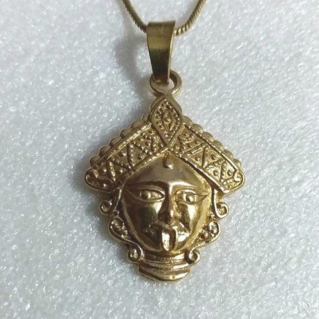 Handmade Brass Kali Mata Pendant Necklace: Hindu Goddess Charm - Etsy