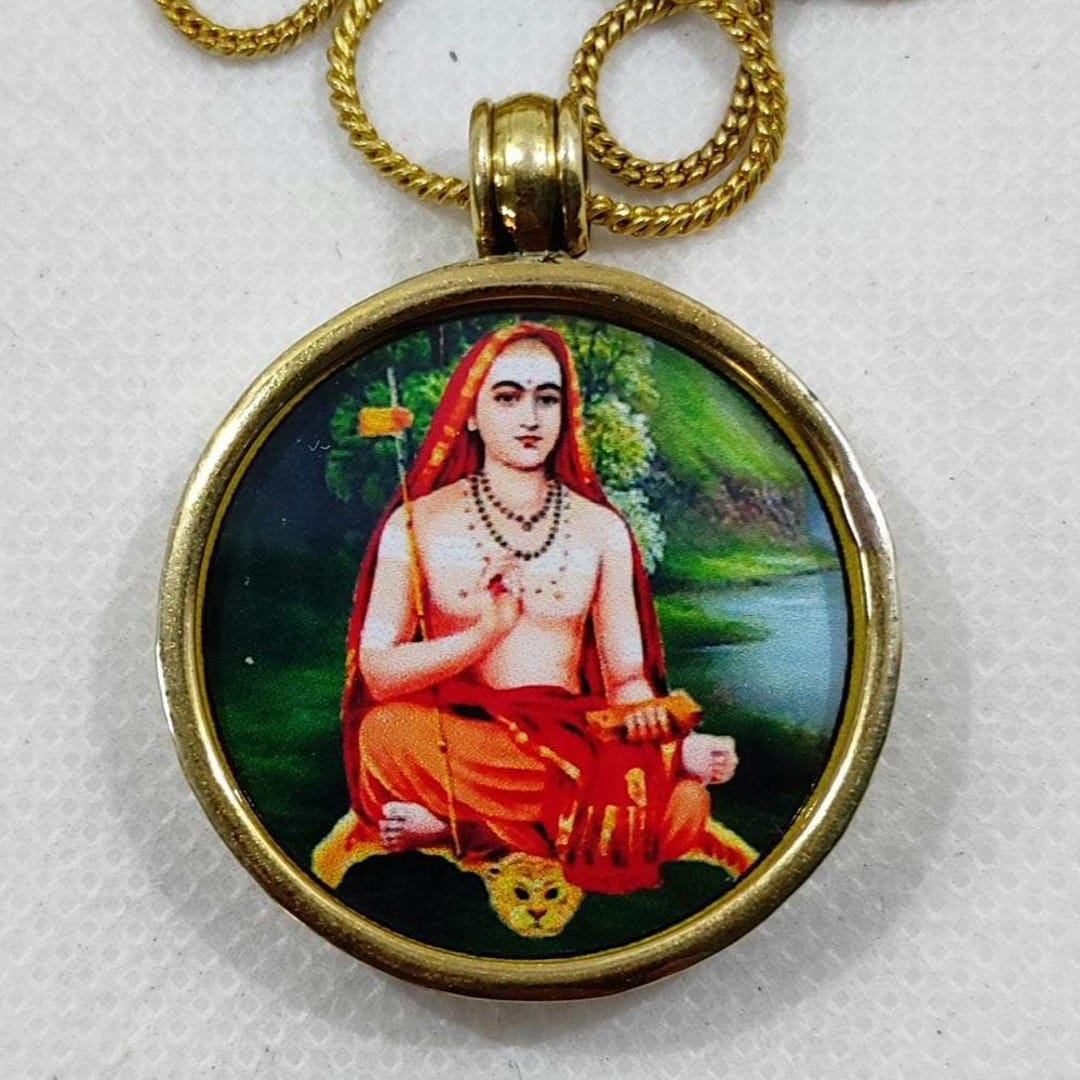 Adi Shankaracharya Brass Photo Pendant Necklace - Meditation Blessing ...