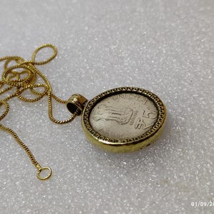 Handmade Yellow Brass Maa Vaishno Devi Coin Pendant - Hindu Necklace ...