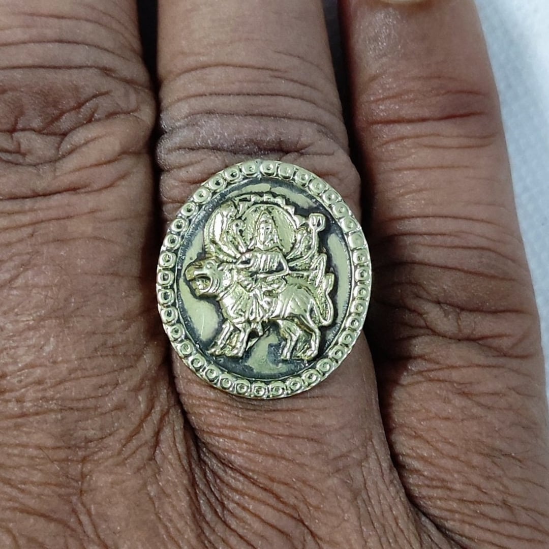 Handmade Brass Hindu Goddess Durga Ring - Adjustable - Etsy