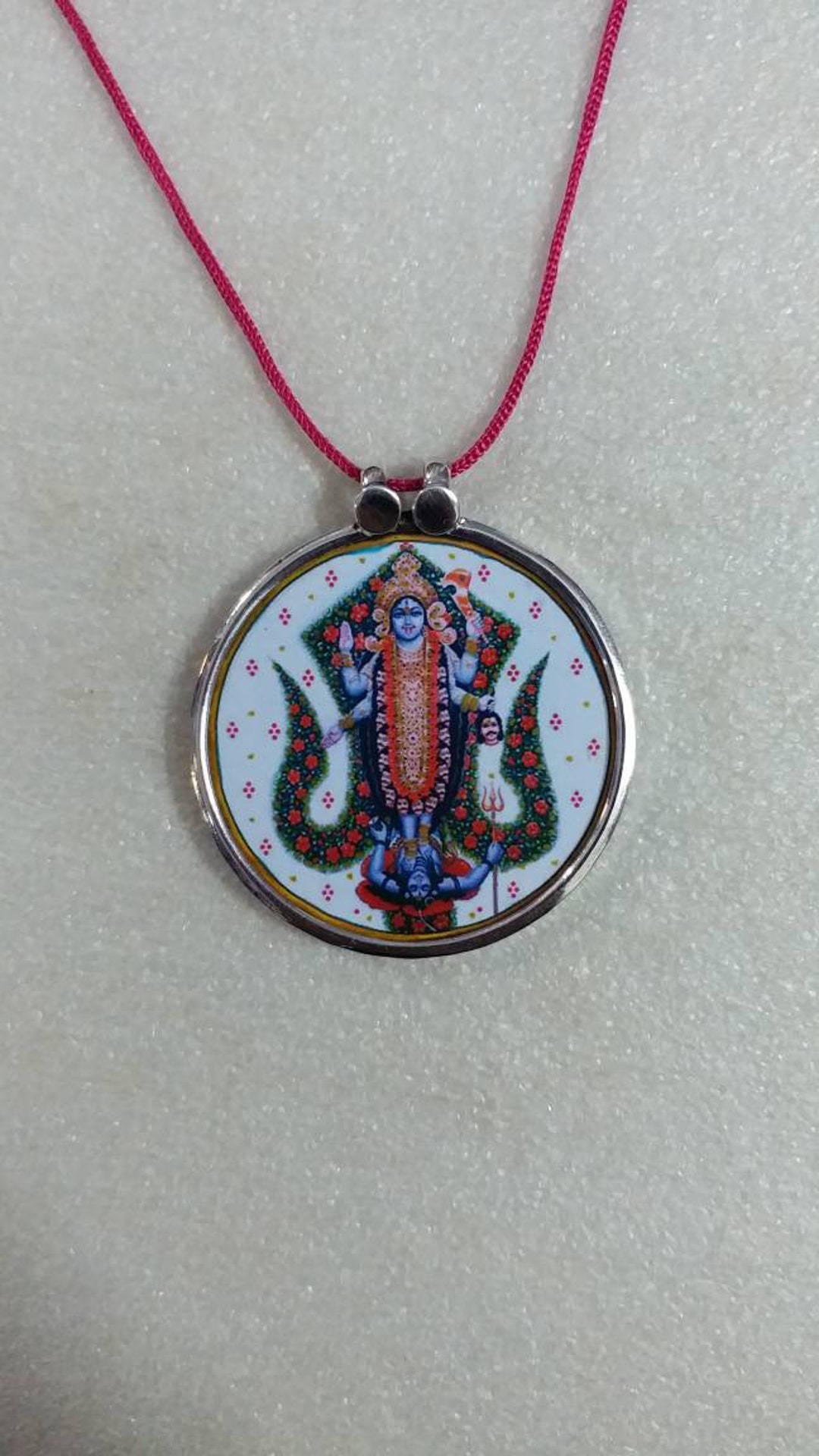 Handmade Sterling Silver Kali Mata Pendant: Hindu Goddess Charm ...
