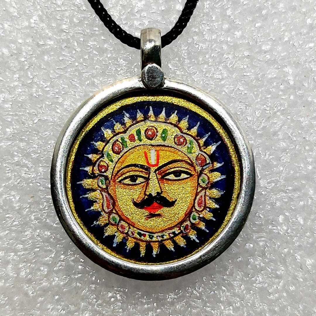 Handmade Sterling Silver Sun God Pendant: Indian Miniature Painting - Etsy