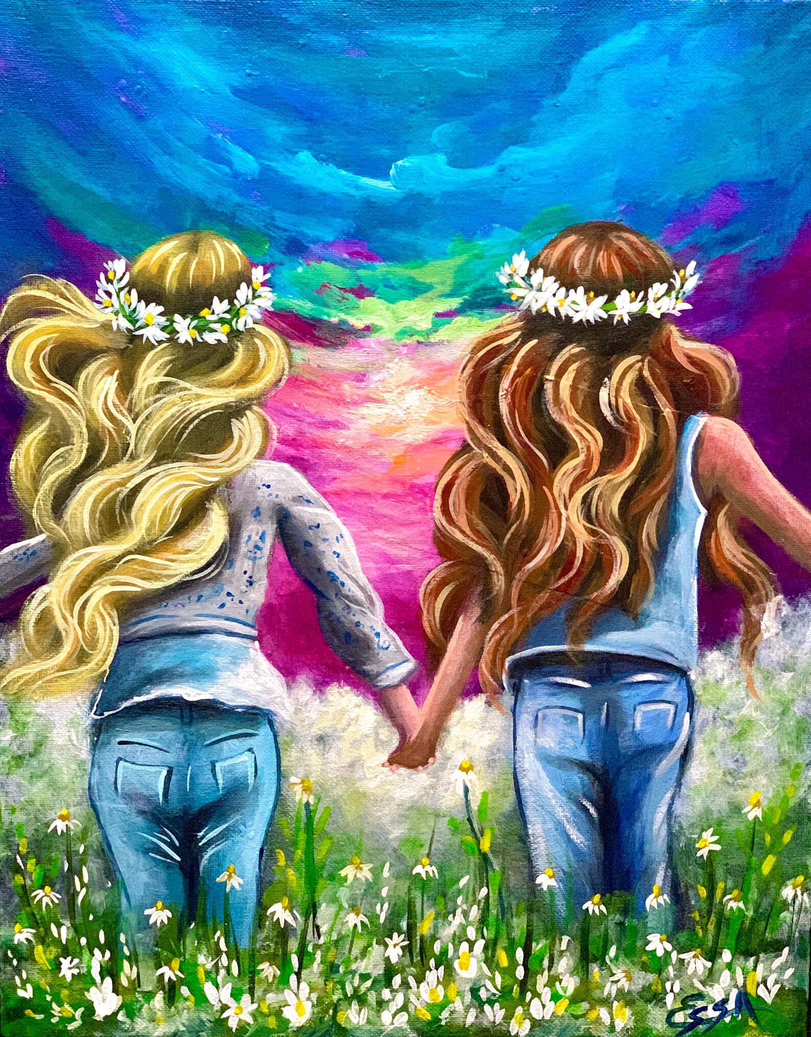 Two Sisters in Daisies (original Design by Cinnamon Cooney, the Art ...