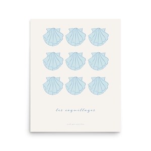 Shells 02 Light Blue - Seashell Line Drawing on Tea Background - Line ...