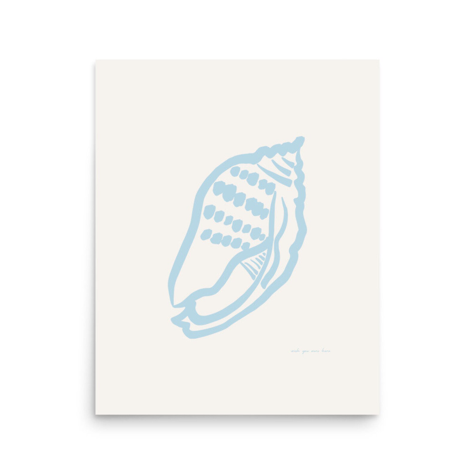 Junonia Shell 01 Light Blue Shell Art Print Coastal Drawing Art Print ...