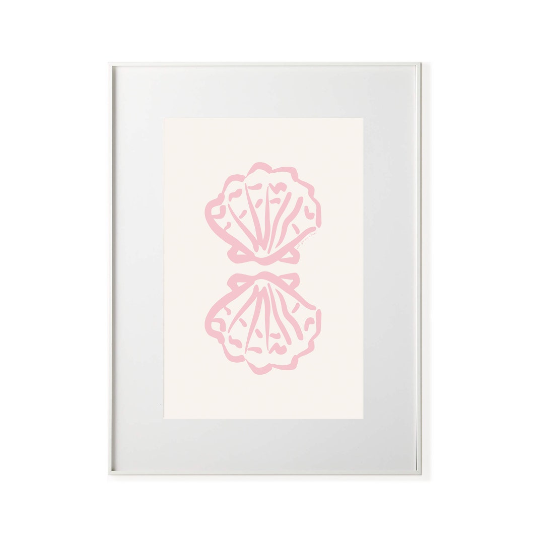 Clam Shell 02 Pink Clam Shell Poster Clam Shell Art Print Tropical ...