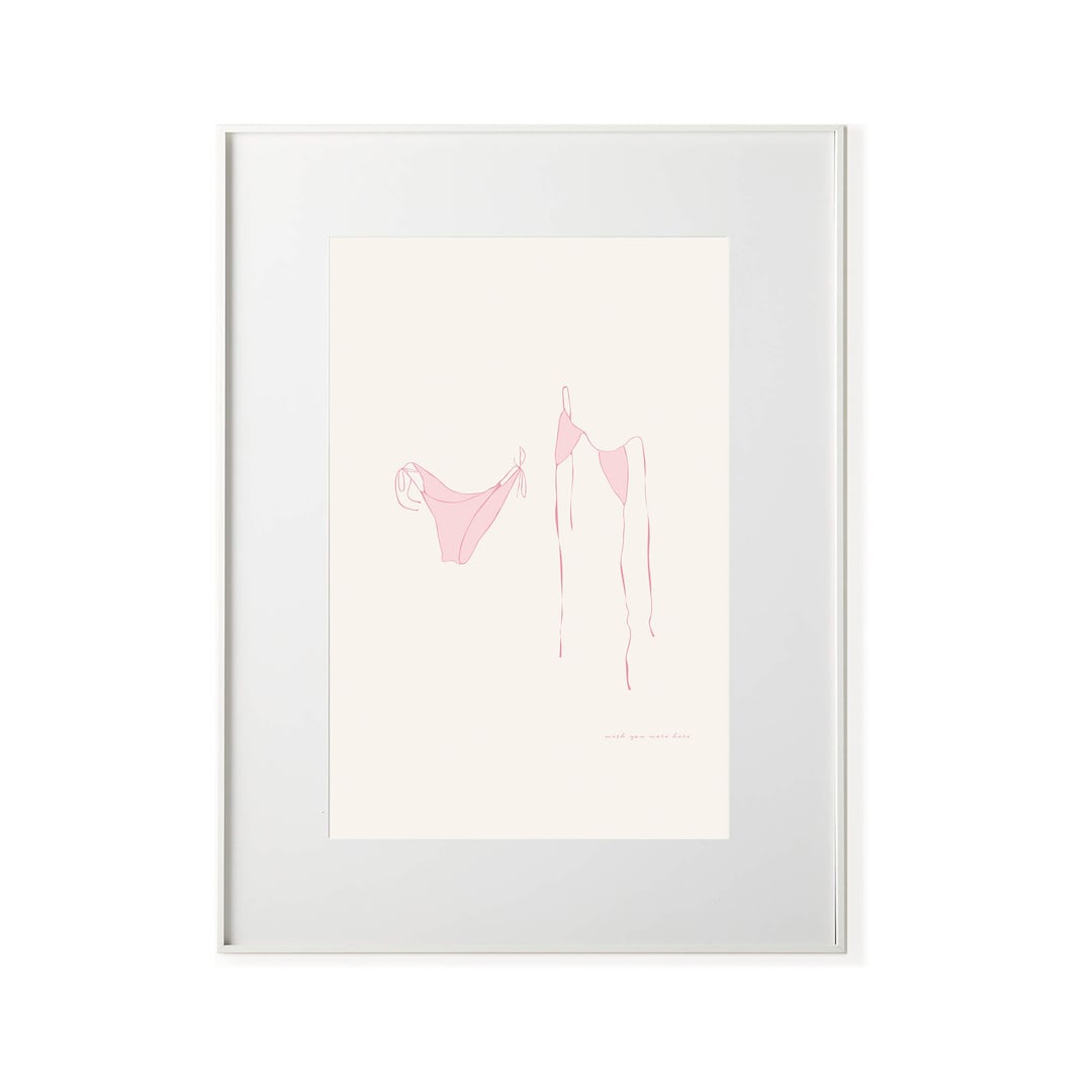 Skinny Dip Hot Pink - Bikini Line Drawing in Pink on Tea Background ...
