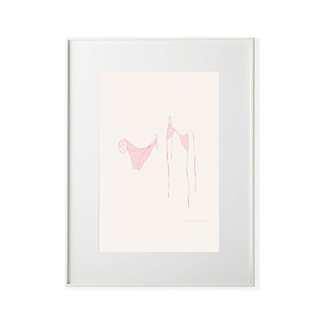 Skinny Dip Hot Pink Bikini Line Drawing in Pink on Tea Background Line ...