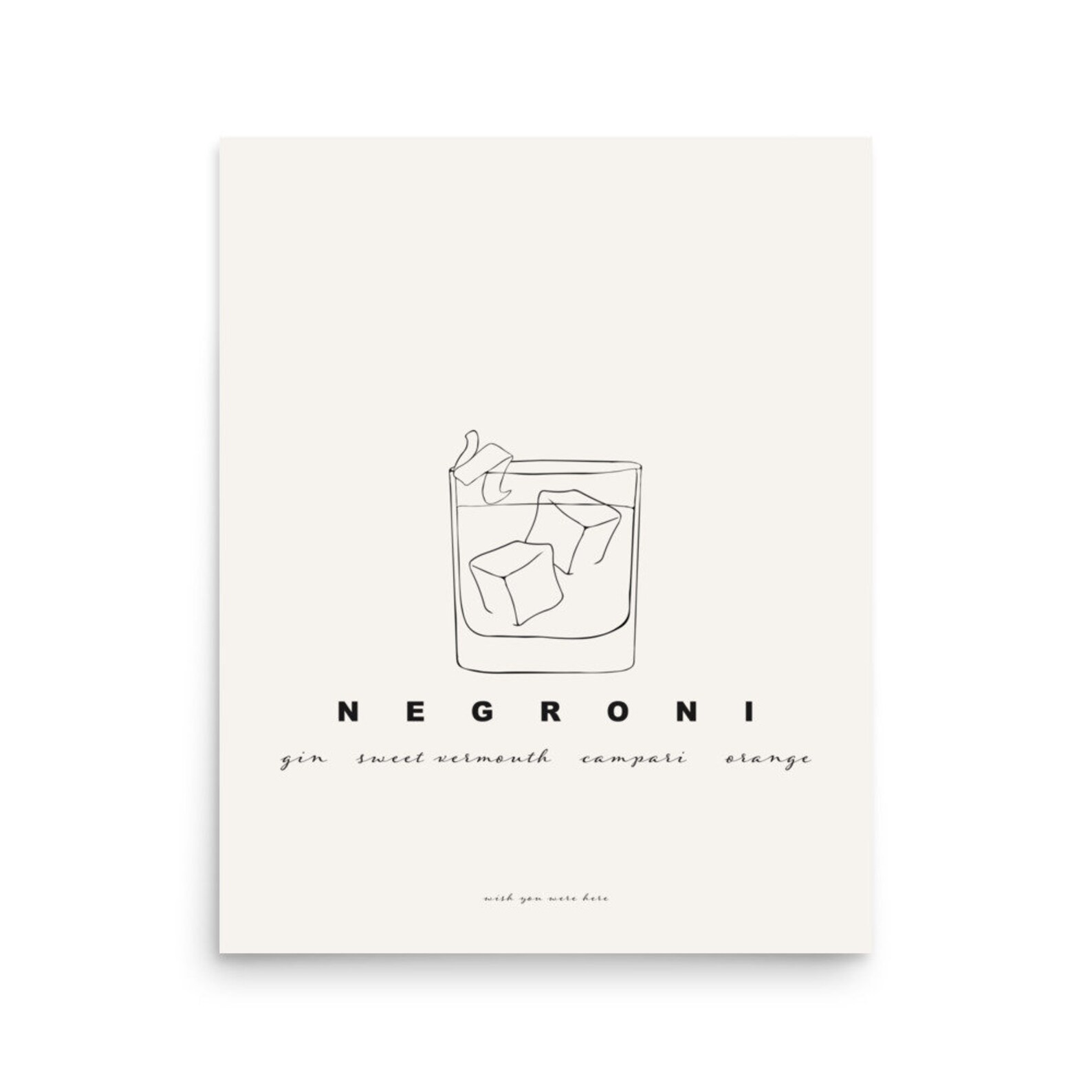 Negroni Negroni Line Drawing on Tea Background Line - Etsy