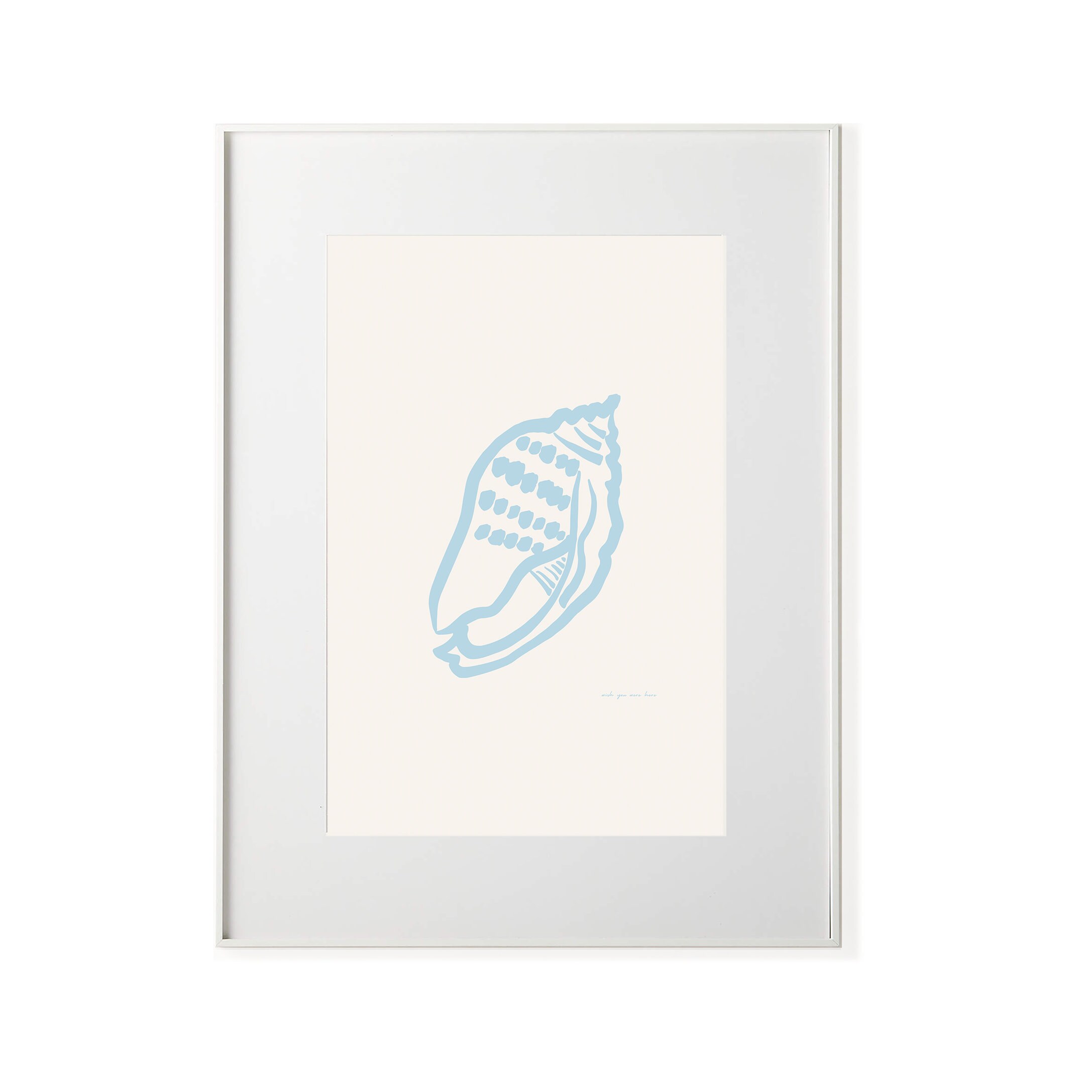 Junonia Shell 01 Light Blue Shell Art Print Coastal Drawing Art Print ...