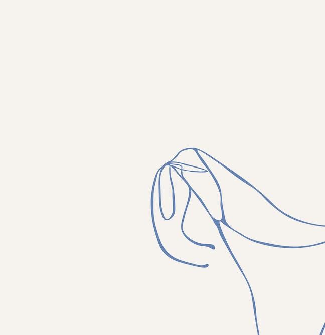 Skinny Dip - Bikini Line Drawing Blue on Tea Background - Line Drawing ...