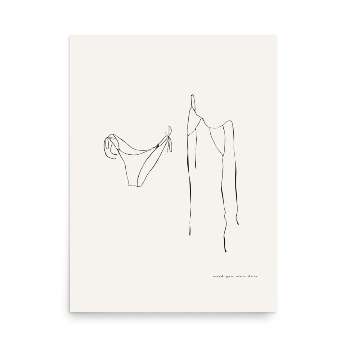 Skinny Dip - Bikini Line Drawing on Tea Background - Line Drawing Art ...