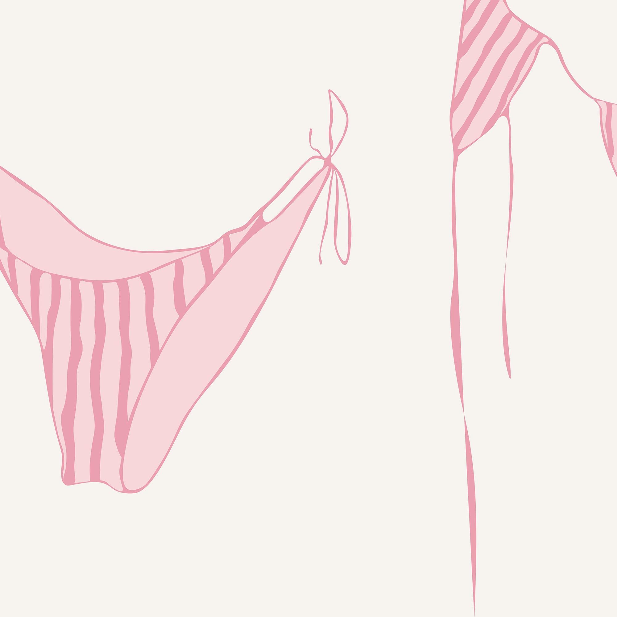 Skinny Dip Hot Pink Stripe - Bikini Line Drawing in Pink - Line Drawing ...