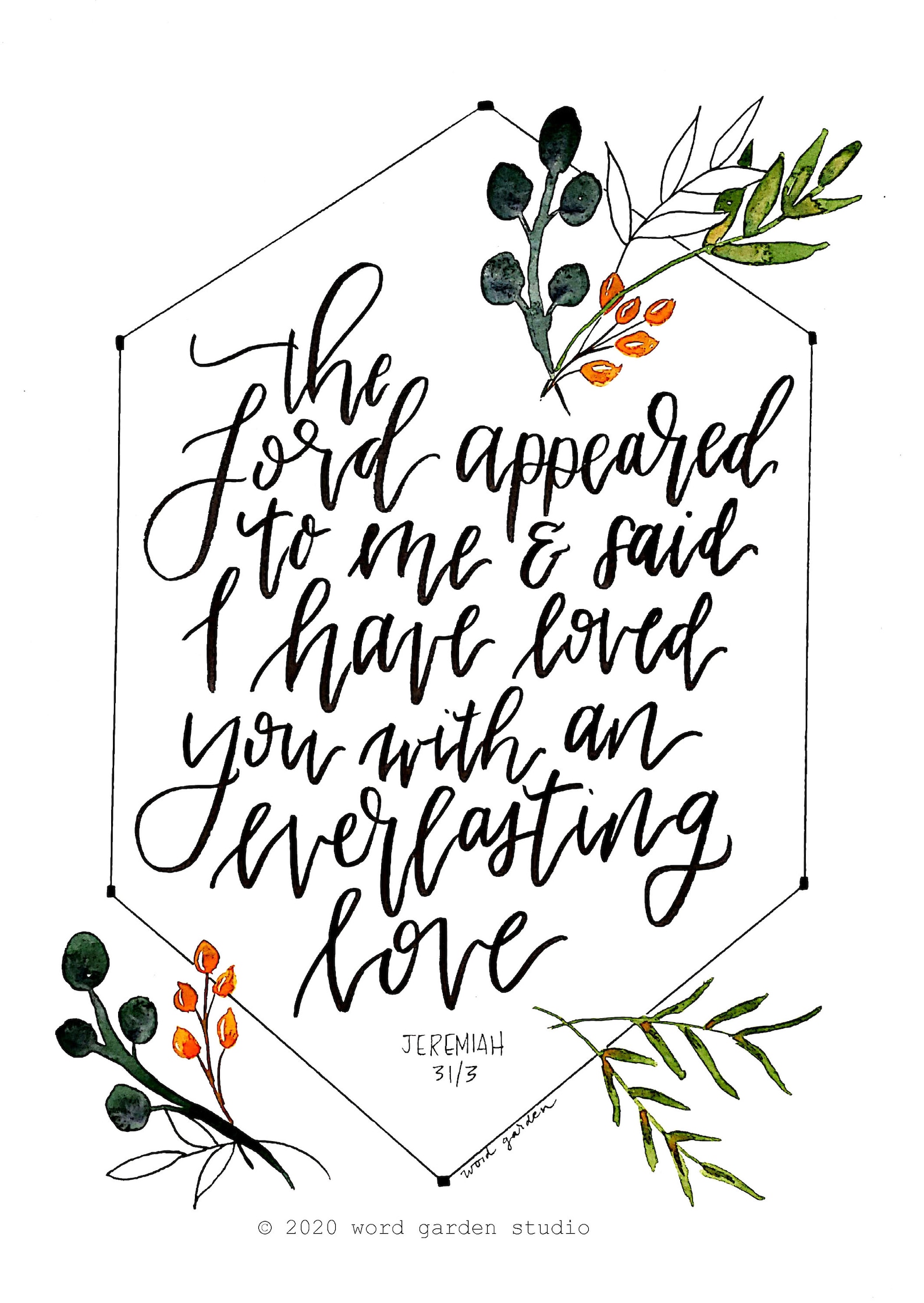Everlasting Love Jeremiah 31 3 Bible Verse Handlettered Print | Etsy