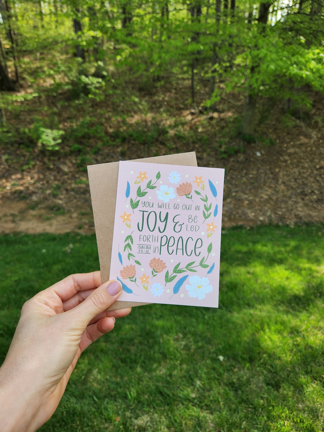 Life in Joy and Peace Encouraging Bible Verse Greeting Card Isaiah 55: ...