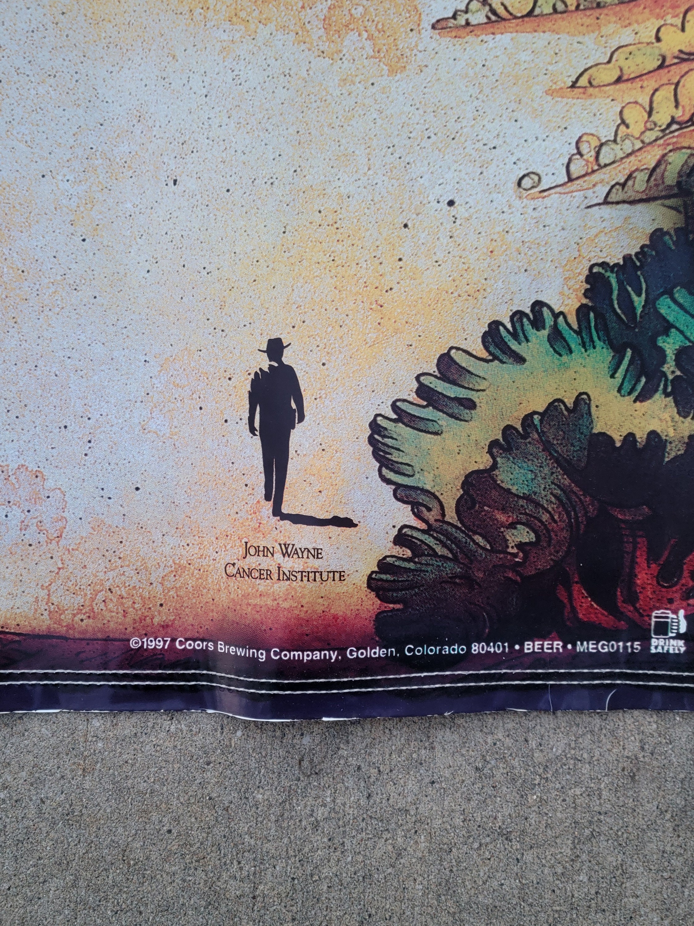 John Wayne Coors / Coors Light Vintage Banner 1997 pick It up Pilgrim ...
