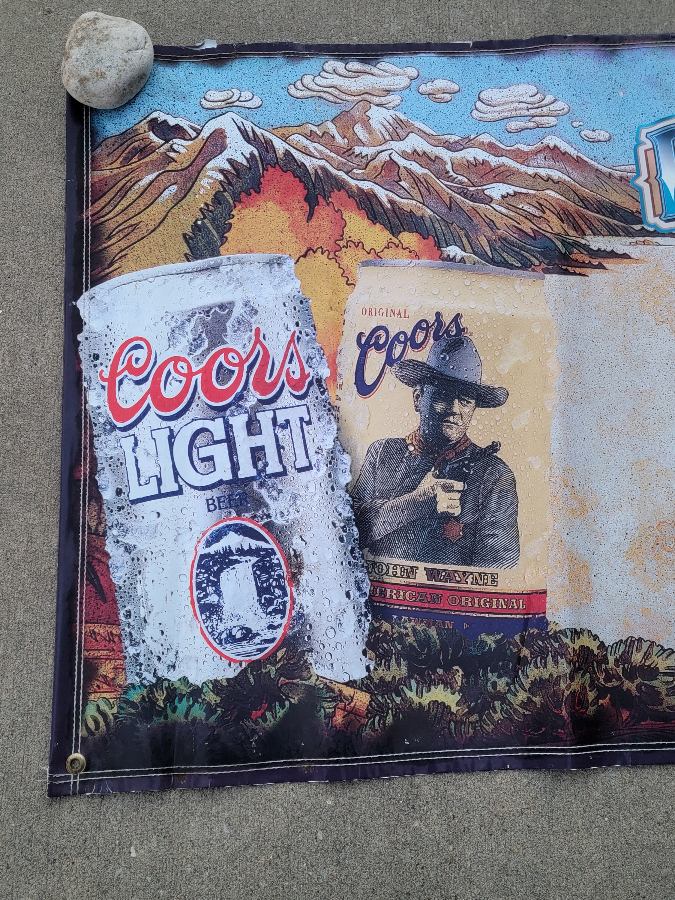 John Wayne Coors / Coors Light Vintage Banner 1997 pick It up Pilgrim ...