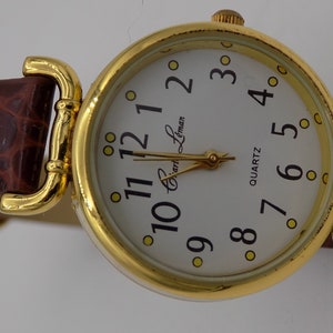 Montre Ancienne "Charles LEMAN." Quartz/Jolie Montre Ronde/Plaqué Or ...