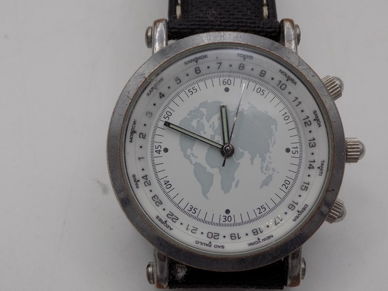 REPORTER Watch, Quartz, Stainless Steel Dial, White Dial, World Map ...