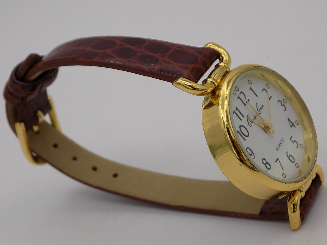 Montre Ancienne "Charles LEMAN." Quartz/Jolie Montre Ronde/Plaqué Or ...