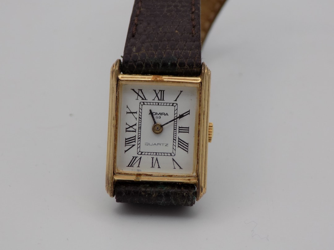 ADMIRA, Women's Watch, Square Watch, Gold Dial, Roman Numerals ...