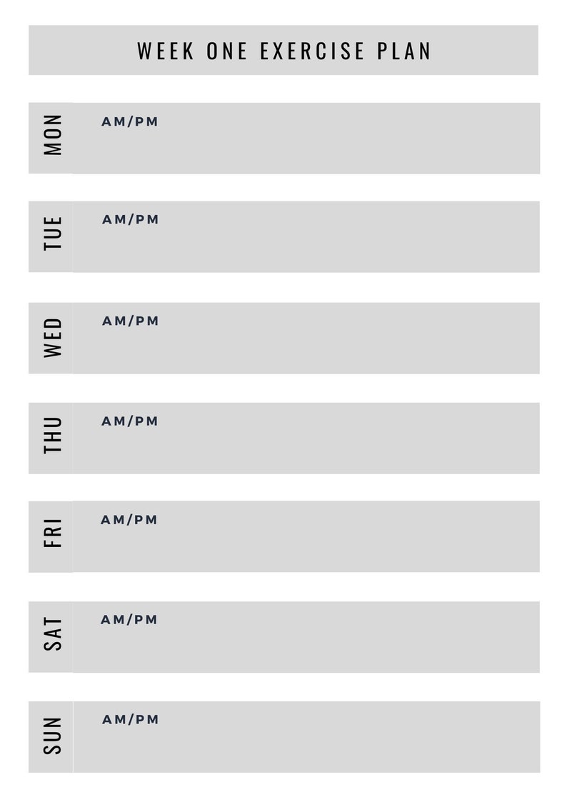 PRINTABLE DOWNLOAD 6 Week Exercise Training Diary - Etsy