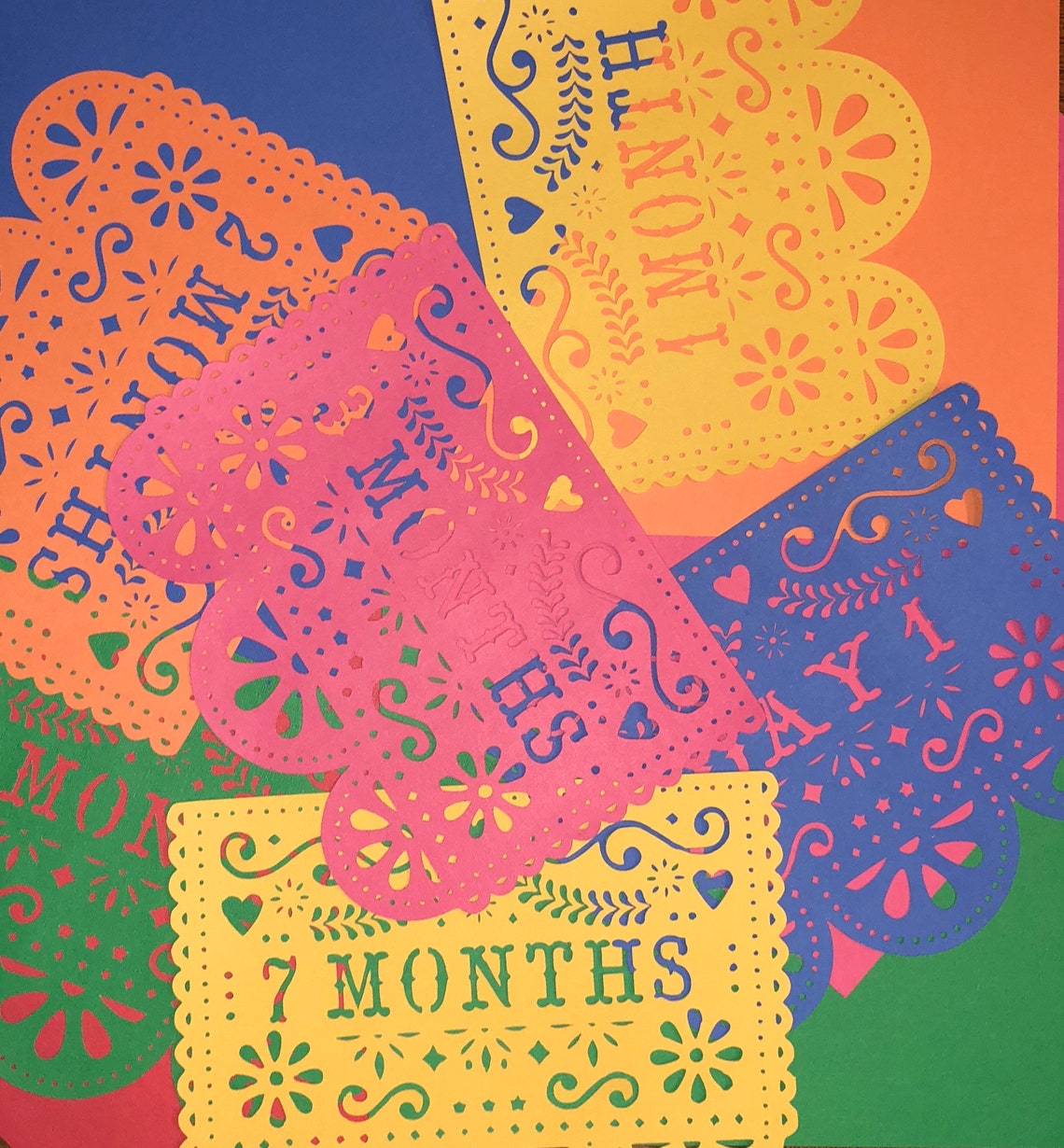 First Year Birthday Banner Day 1 12 Months Papel Picado | Etsy
