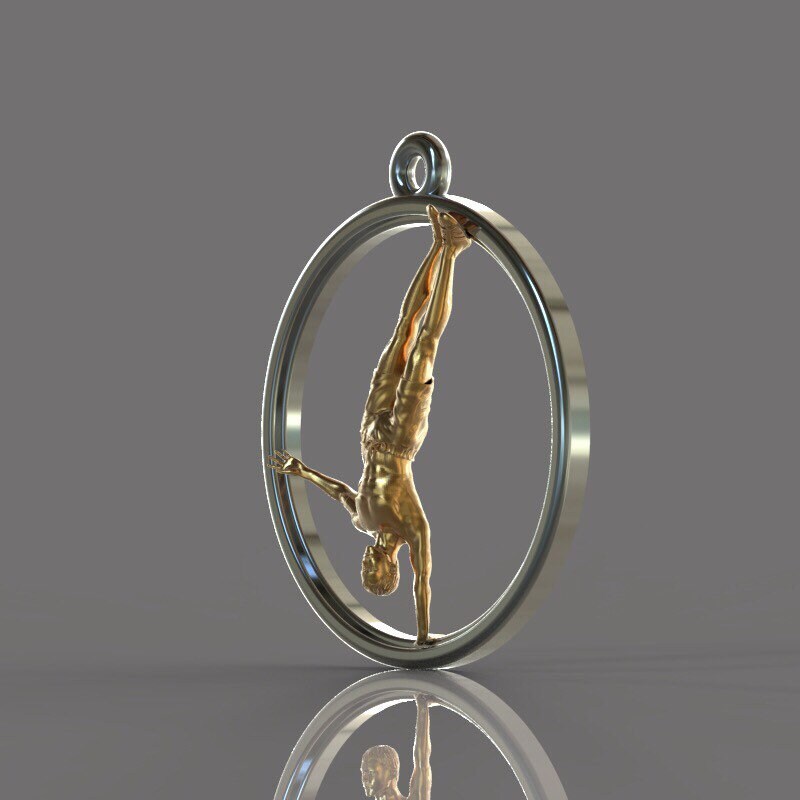 Cry Wheel Jewelry, Handstand Acrobat Pendant, Sportman Gift, Male Juwel ...