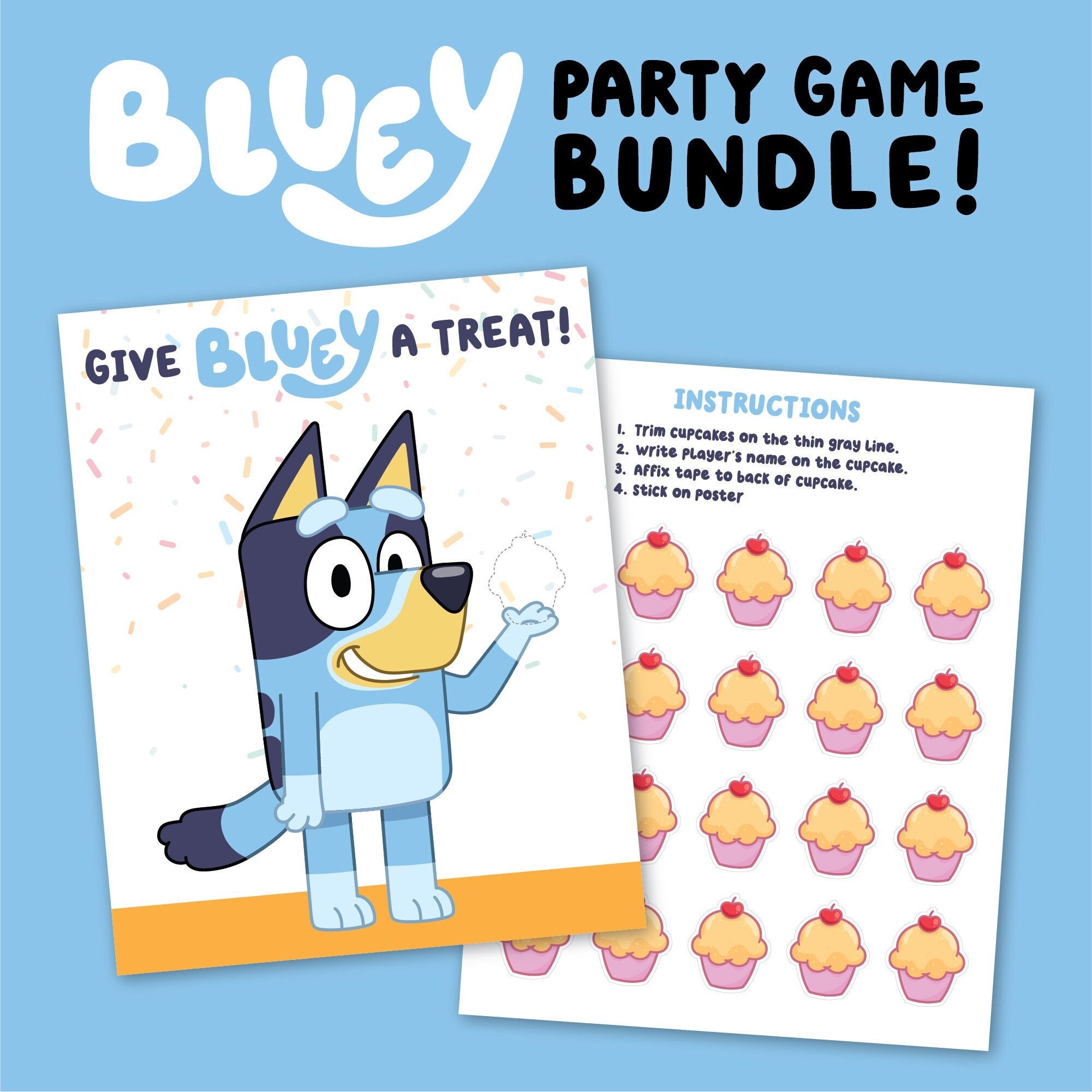 Bluey "pin the Cupcake" Party Game - Etsy