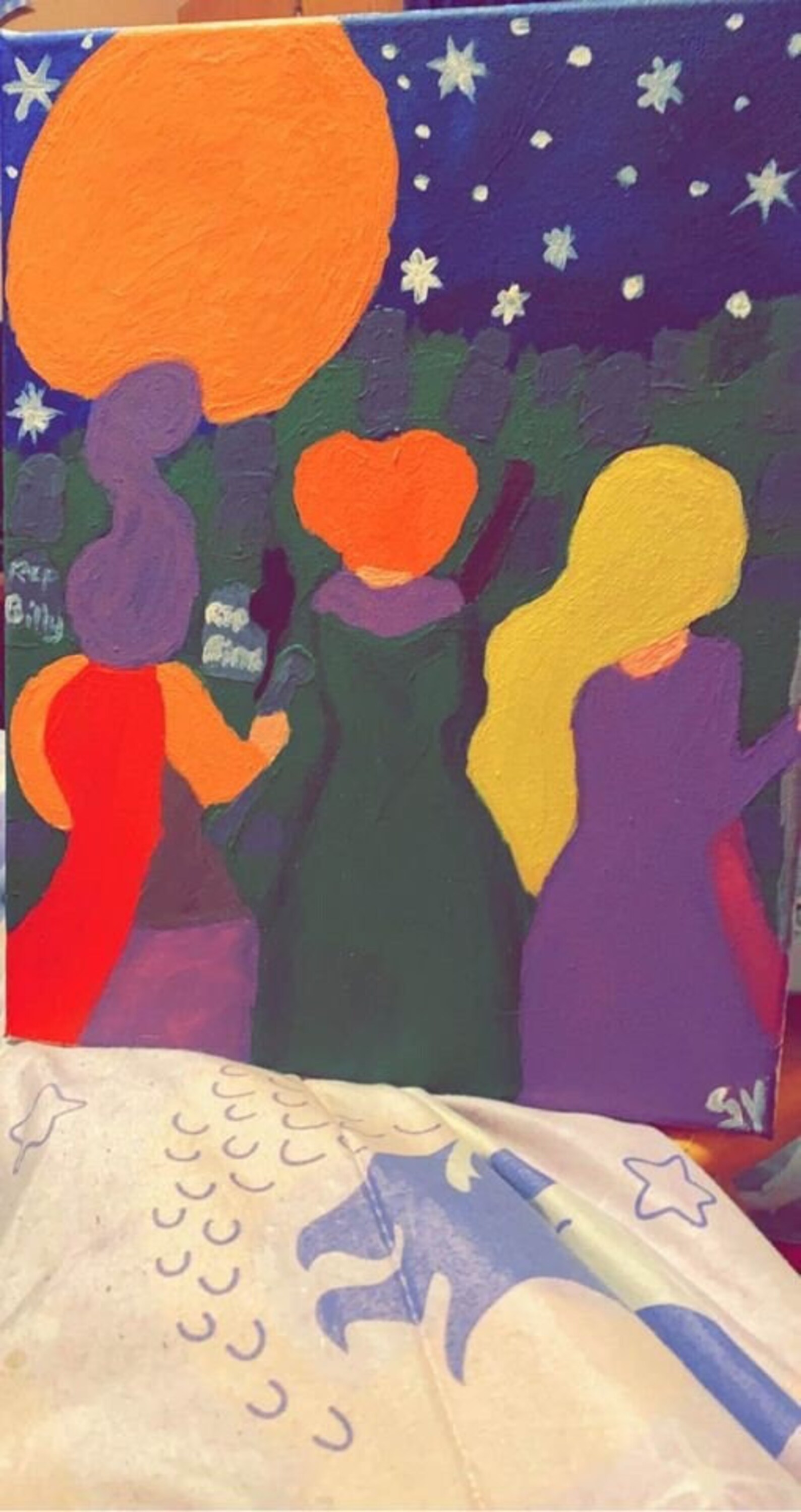 Hocus Pocus Graveyard Painting - Etsy