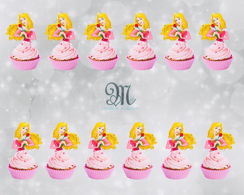 Sleeping Beauty Aurora Cupcake Toppers Birthday Party Cupcake | Etsy