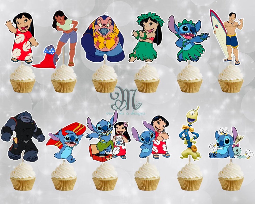 Lilo & Stitch Cupcake Toppers, Birthday Party Cupcake Toppers - Etsy