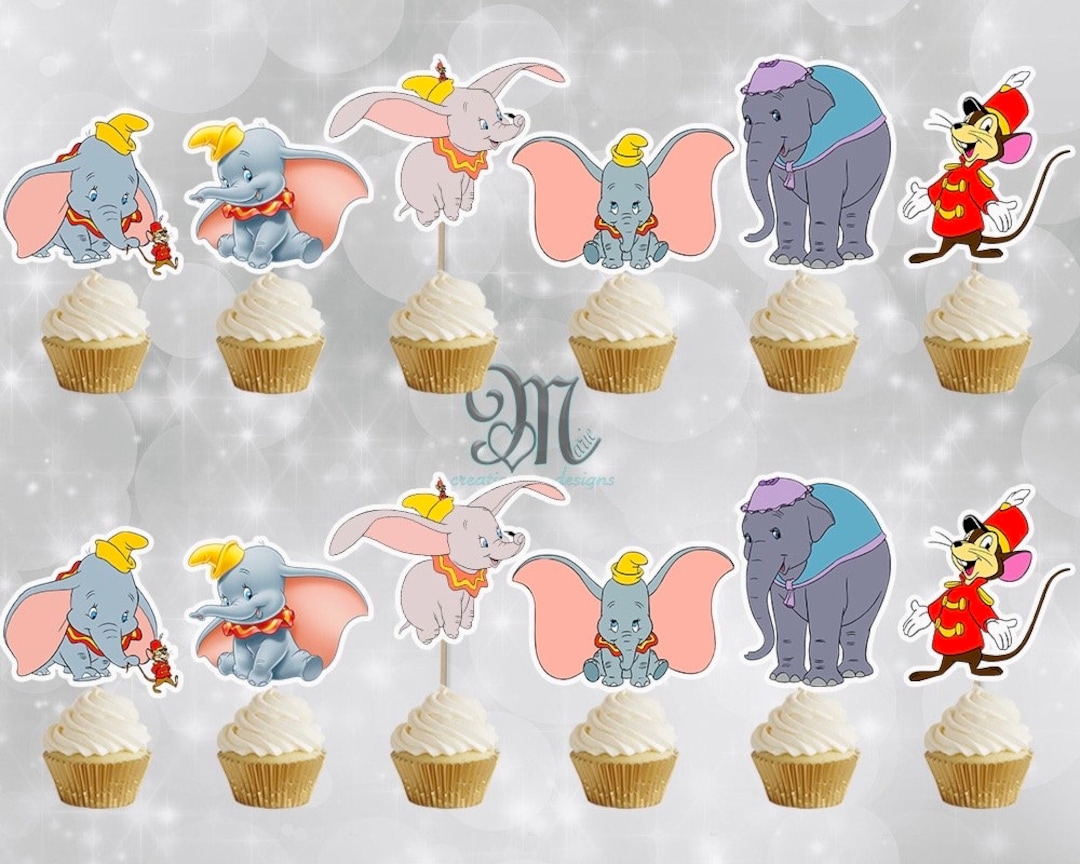 Dumbo Cupcake Toppers, Dumbo Birthday Party Cupcake Toppers - Etsy
