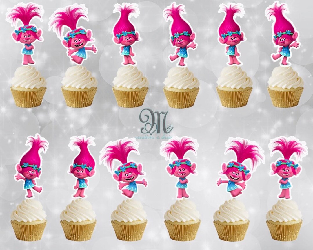 Poppy Trolls Cupcake Toppers, Birthday Party Cupcake Toppers - Etsy