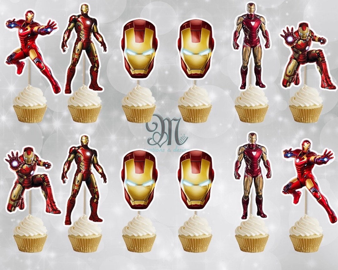 Iron Man Cupcake Toppers, Iron Man Birthday Cupcake Toppers Decor - Etsy