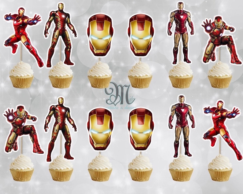 Iron Man Birthday Cupcake Toppers: Party Decor - Etsy