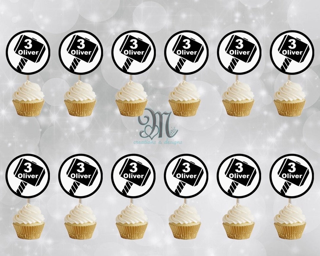 Thor Custom Cupcake Toppers, Thor Custom Birthday Cupcake Toppers Decor ...