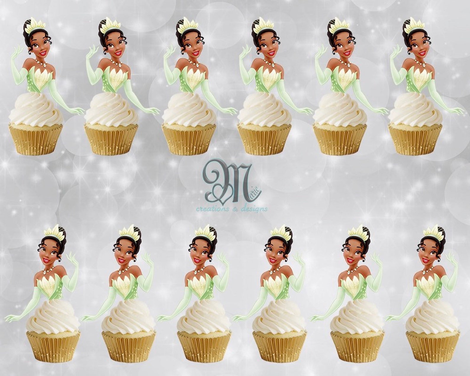 Tiana Cupcake Toppers The Princess and the Frog Disney | Etsy