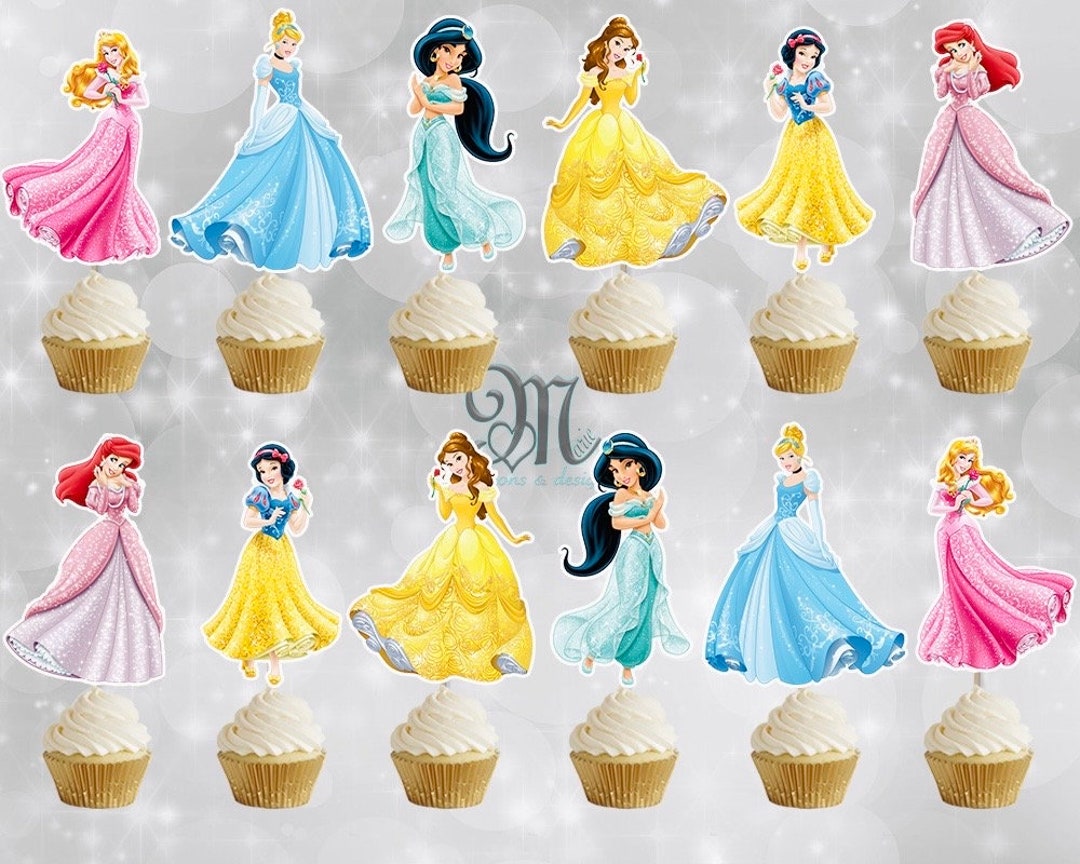 Classic Princess Cupcake Toppers, Disney Princesses Cupcake Toppers - Etsy