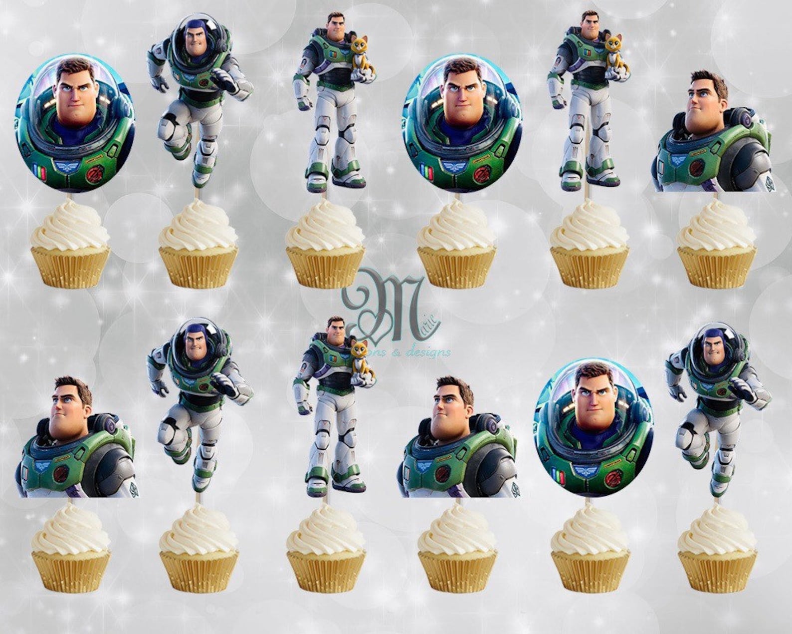 Buzz Lightyear Cupcake Toppers, Birthday Party Cupcake Toppers - Etsy